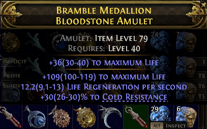 Cheap POE 2 Items Early Access SC Bramble Medallion Bloodstone Amulet ...