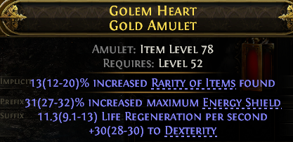 Cheap POE 2 Items Early Access SC Golem Heart Gold Amulet#366359, Buy ...