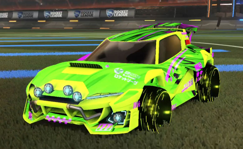 Rocket League Lime Mudcat GXT Design With Tidal Stream & Lime Blade Wave