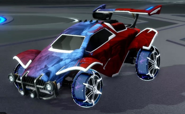 Rocket League Titanium White Octane Design With Stride Tide & Titanium White Jak'd: Obverse